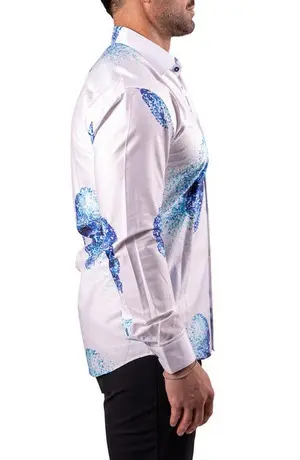 MACEOO Fibonacci Resistance Contemporary Fit Button-up Shirt - White
