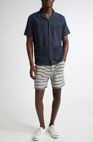 Double Rl Indigo Stripe Jersey Shorts