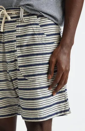 Double Rl Indigo Stripe Jersey Shorts