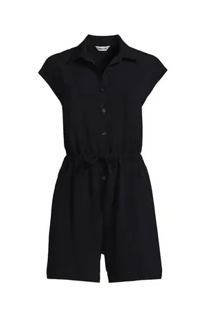 LANDS' END Cap Sleeve Creaseless Romper - Black