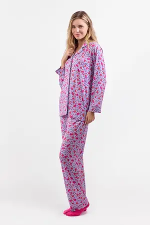 CRICKLE DAISY Love Is In The Air Long Pajama Set - Light Purple/ Bright Red