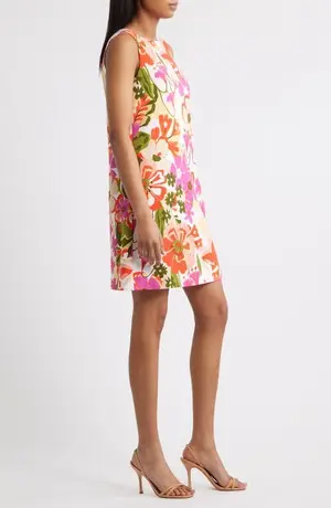 Anne Klein Floral Print Sleeveless Shift Dress