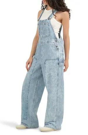 LEEM Pinstripe Relaxed Denim Overalls