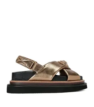 Kurt Geiger Leather Orson Crossover Sandals Brown