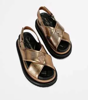 Kurt Geiger Leather Orson Crossover Sandals - Brown