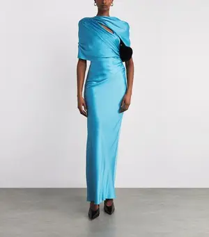 Stella McCartney Satin Draped Gown - Blue