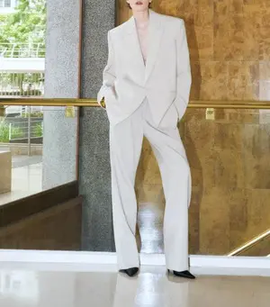 Saint Laurent Virgin Wool Oversized Blazer - Beige