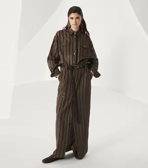 Brunello Cucinelli Cotton Organza Striped Jacket