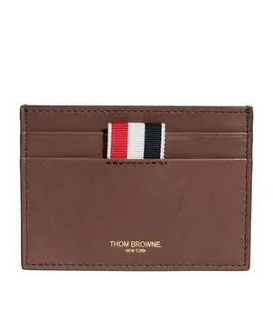Thom Browne Leather Single Card Holder - Brown