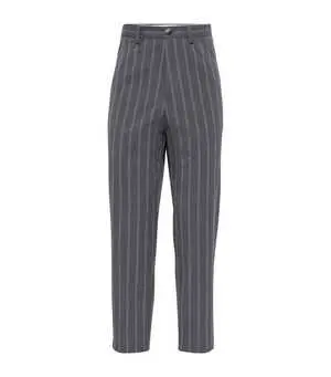 Brunello Cucinelli Cotton Chalk Stripe Trousers