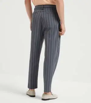 Brunello Cucinelli Cotton Chalk Stripe Trousers