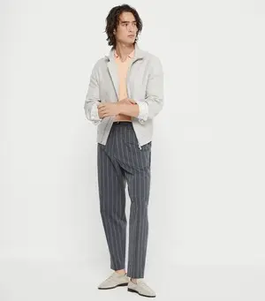 Brunello Cucinelli Cotton Chalk Stripe Trousers
