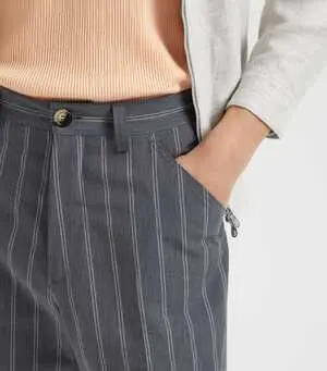 Brunello Cucinelli Cotton Chalk Stripe Trousers