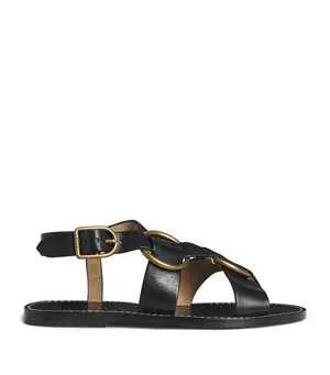 Polo Ralph Lauren Leather Double O-ring Sandals - Black
