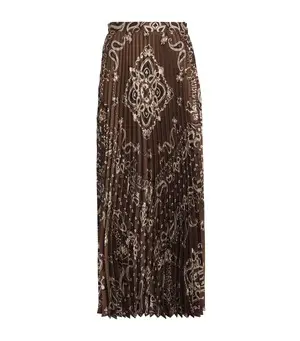 Sandro Bandana Print Pleated Maxi Skirt