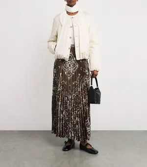 Sandro Bandana Print Pleated Maxi Skirt