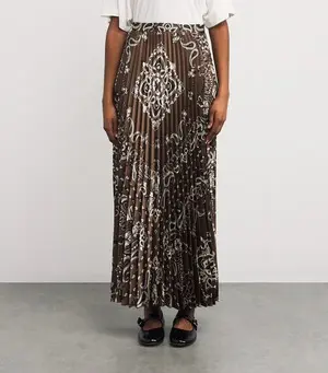 Sandro Bandana Print Pleated Maxi Skirt