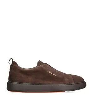 Santoni Suede Slip-on Sneakers - Brown