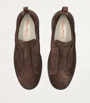 Santoni Suede Slip-on Sneakers - Brown