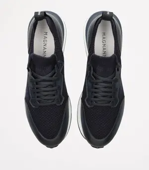 Magnanni Leather-trim Grafton Sneakers - Navy