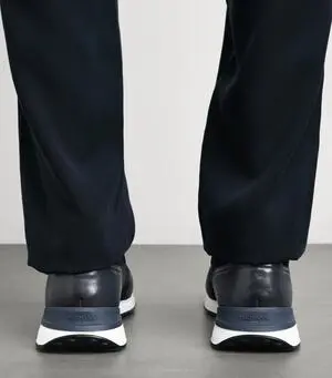 Magnanni Leather-trim Grafton Sneakers - Navy