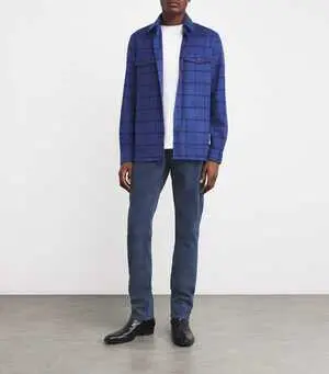 Paige Federal Slim Straight Trousers - Navy