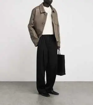 AMI Paris Grained Leather Shirt Jacket
