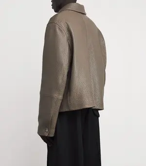 AMI Paris Grained Leather Shirt Jacket