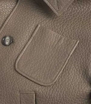 AMI Paris Grained Leather Shirt Jacket