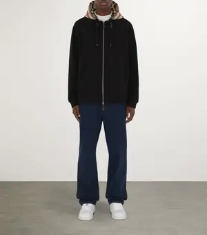 Burberry Check Trim Zip-up Hoodie