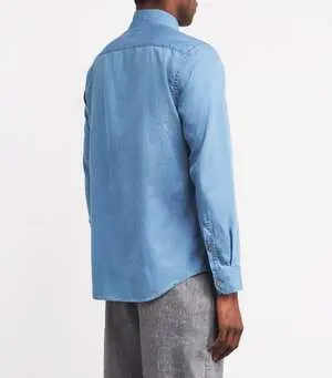 Giorgio Armani Cotton Long-sleeve Shirt - Blue