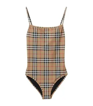 Burberry Check Swimsuit - Beige