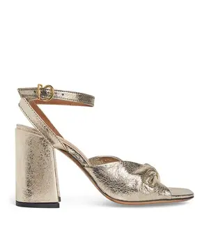 Maje Metallic Leather Twisted Sandals 85 - Gold