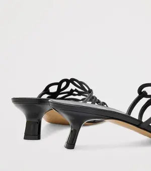 Loewe X Paula's Ibiza Leather Petal Anagram Heeled Slides 45 - Black