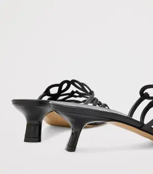 Loewe X Paula's Ibiza Leather Petal Anagram Heeled Slides 45 - Black