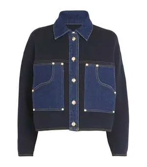 Sandro Contrast Cardigan - Blue