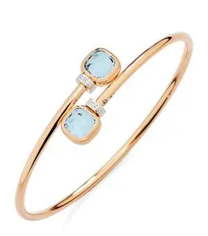 Pomellato Mixed Gold, Blue Topaz And Diamond Nudo Bangle - Rose Gold
