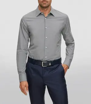 BOSS Printed Slim-fit Shirt - Blue