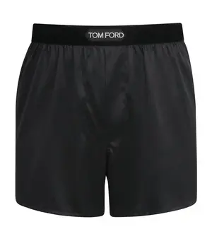 TOM FORD Stretch-silk Boxer Shorts - Black