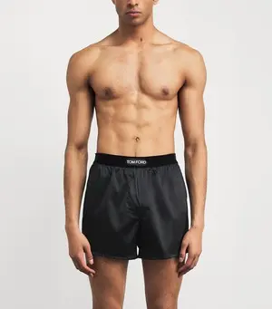 TOM FORD Stretch-silk Boxer Shorts - Black