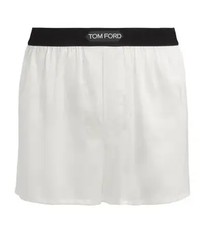 TOM FORD Stretch-silk Boxer Shorts - White