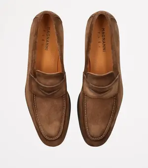 Magnanni Suede Diezma Penny Loafers - Brown