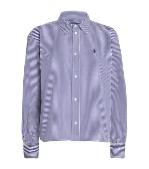 Polo Ralph Lauren Striped Cropped Shirt - Blue