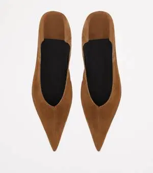 Saint Laurent Suede Zaza Ballet Flats - Brown