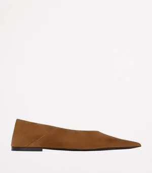 Saint Laurent Suede Zaza Ballet Flats - Brown