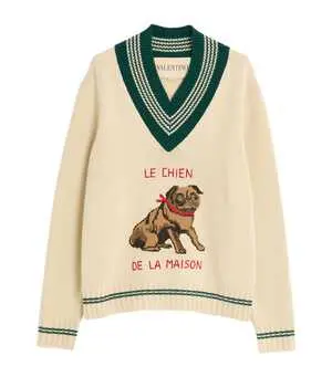 Valentino Garavani Wool Le Chien De La Maison Sweater - White