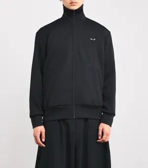 Play Comme Des Garcon Zip-up Heart Sweatshirt - Black