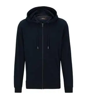 BOSS Cotton-cashmere Zip Up Hoodie - Blue