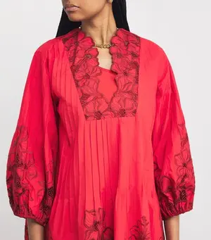 sandro floral embroidered ruffle dress Sandro Floral detail asymmetrical ruffled Mini Dress