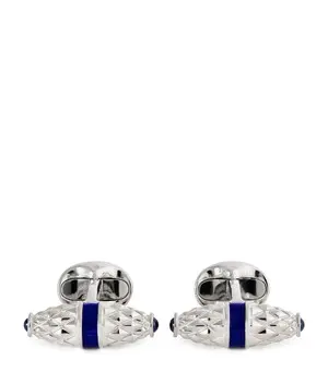 DEAKIN & FRANCIS Sterling Silver Sapphire-trim Cufflinks - Blue